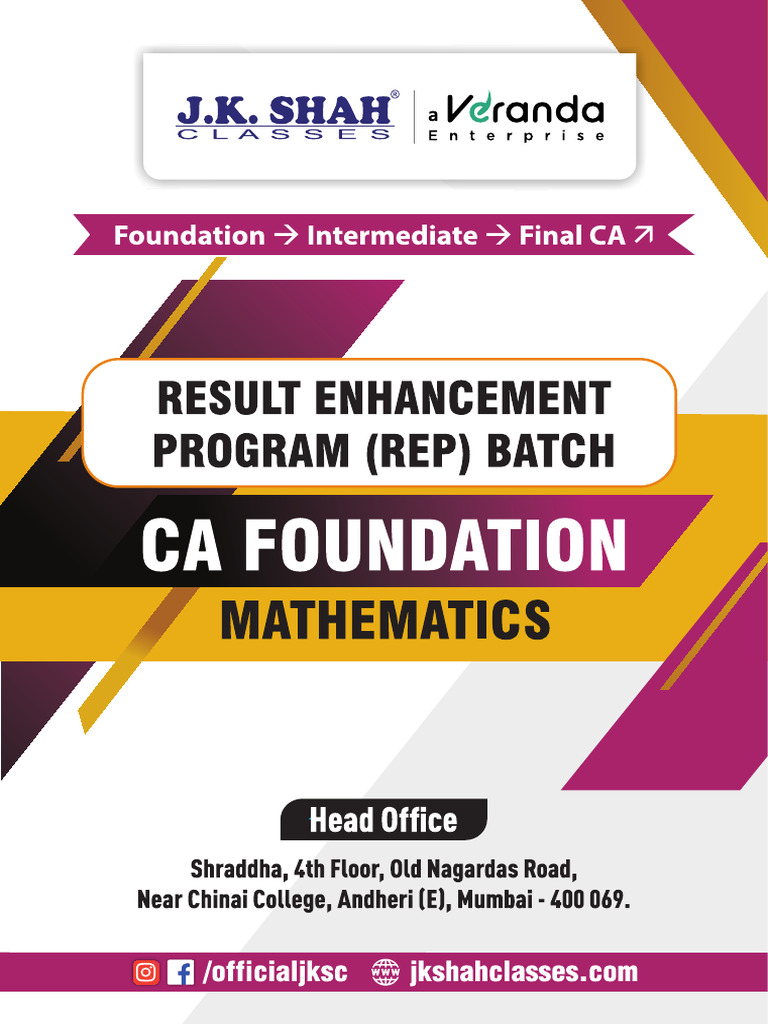 CA Foundation - Maths - Final Book | PDF | Mathematical Analysis ...