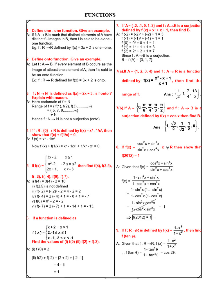 1A Papers | PDF | Function (Mathematics) | Mathematical Analysis