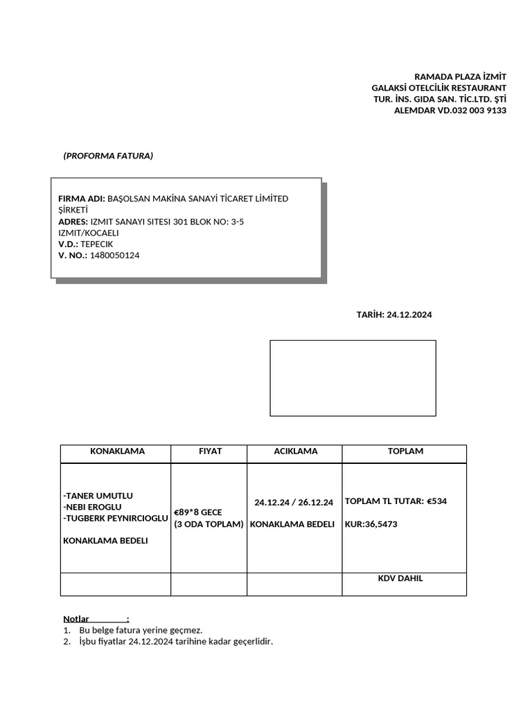 Proforma Ornek Fatura | PDF