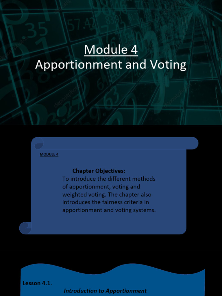 Module 4. Apportionment and Voting | PDF | Voting | Group Decision Making