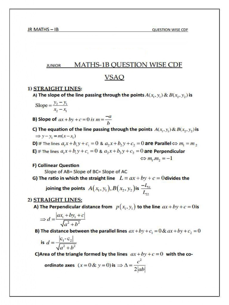 1b Maths Final Stroke Formulas | PDF