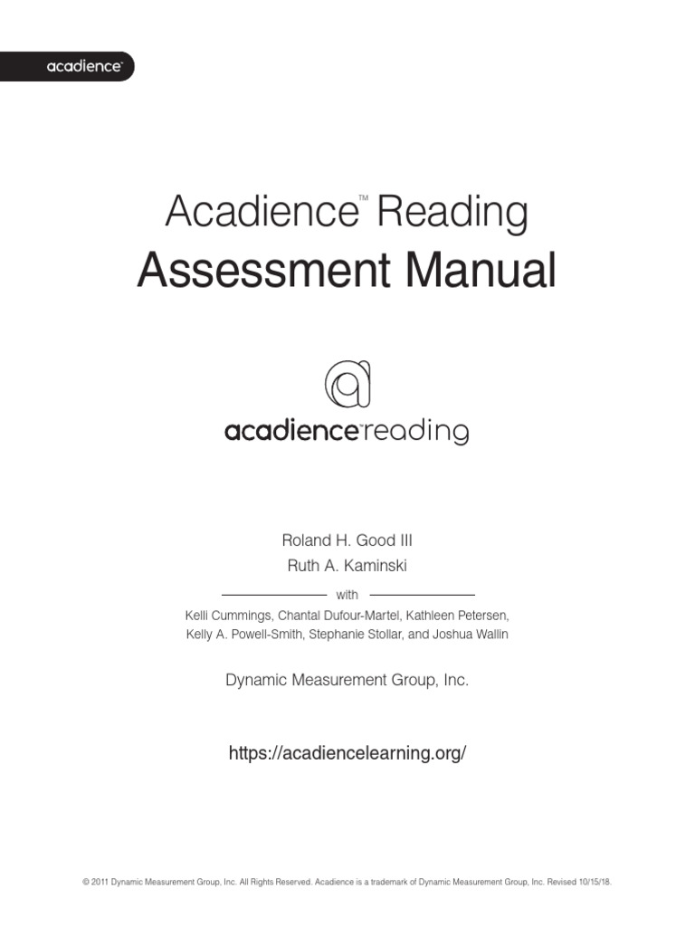 AcadienceReading AssessmentManual | PDF | Phonics | Educational Assessment
