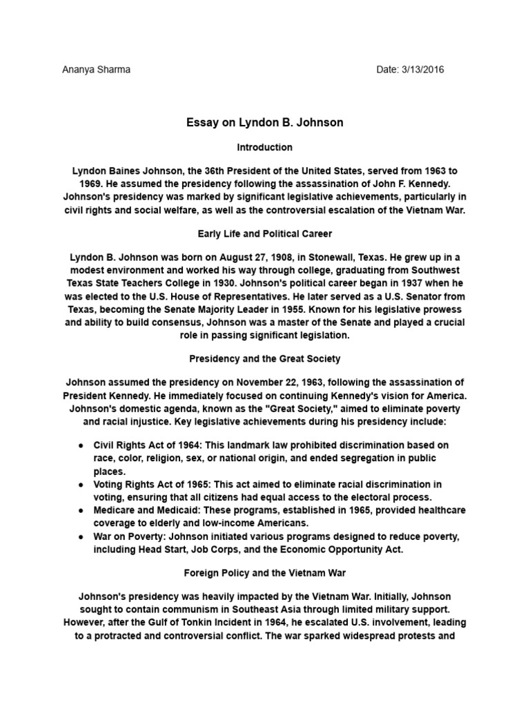 Lyndon B. Johnson Presidensy | PDF | Lyndon B. Johnson | Great Society