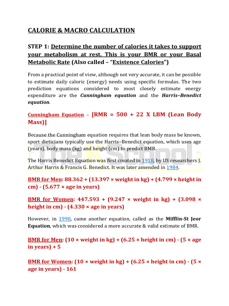 Calories Macro Calculations | PDF | Nutrition | Diet & Nutrition
