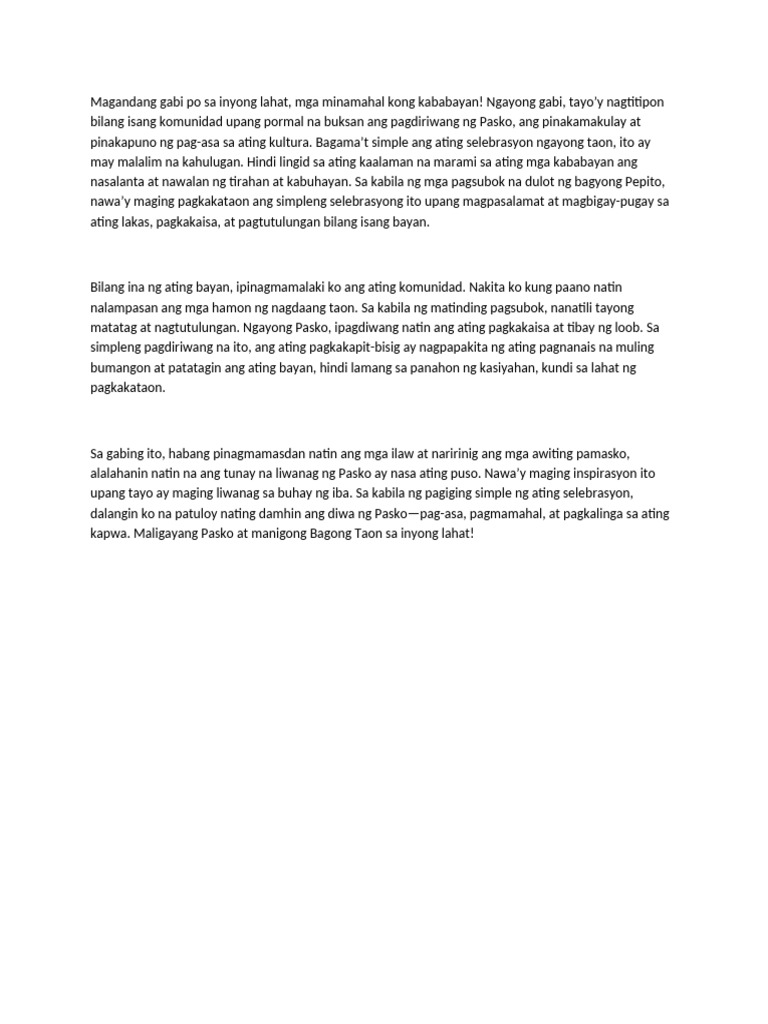 Speech Mayor | PDF