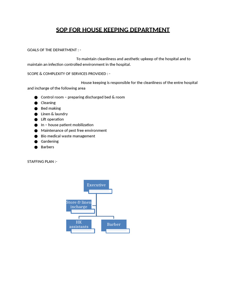 Sop for House Keeping Department-1 (3) | PDF | Housekeeping | Toilet