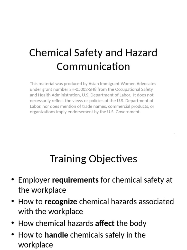 Chemical Hazard Haz Comm Training | PDF | Toxicity | Occupational ...
