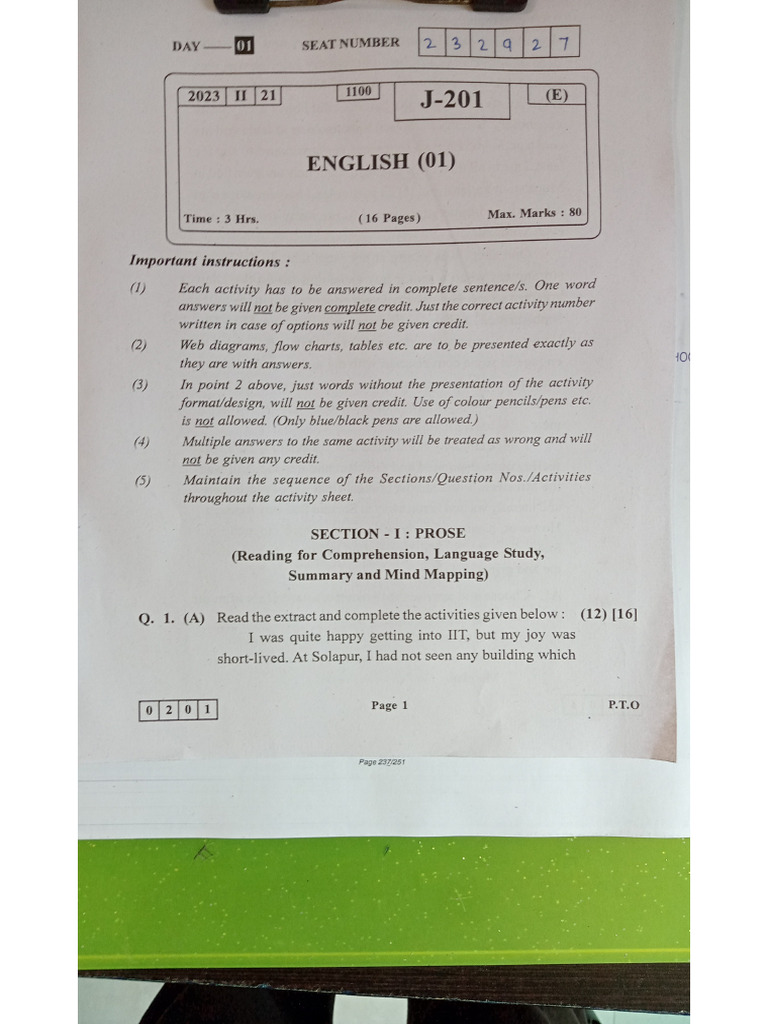 Board Paper 2023 | PDF
