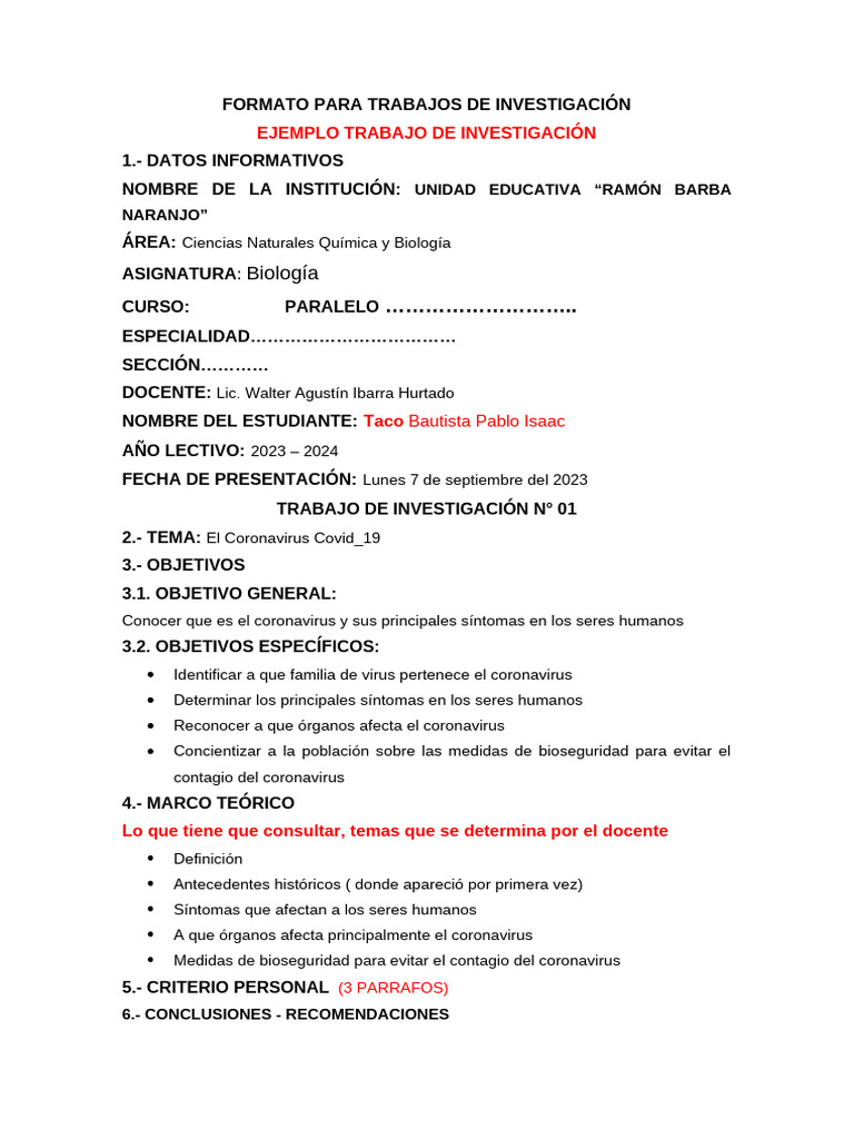 Formato Para Trabajos de Investigación 2024-2025 | PDF