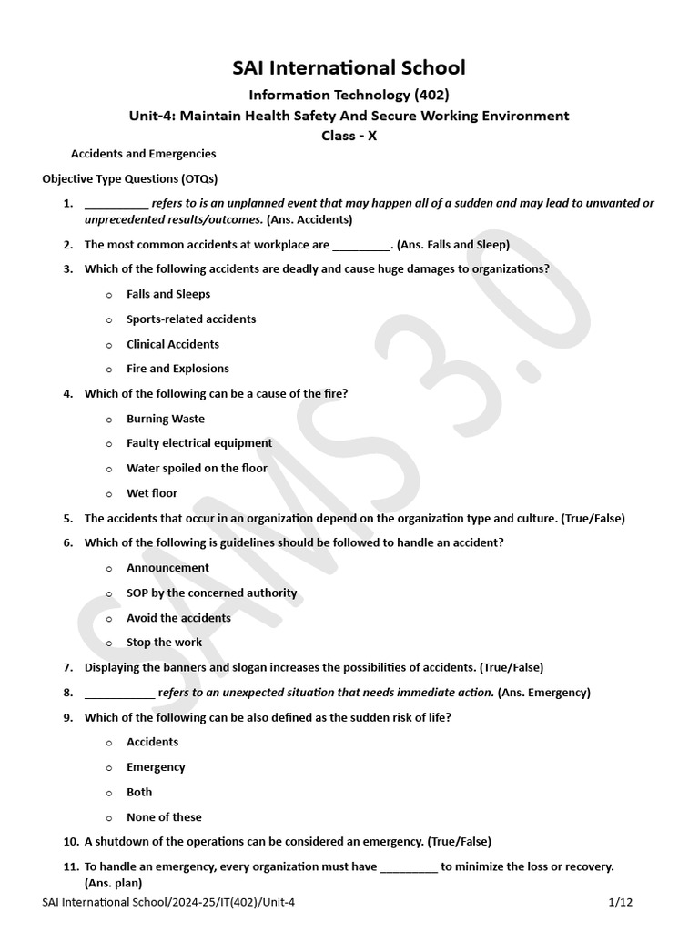maintain health safety and secure working environment | PDF | Hazards ...