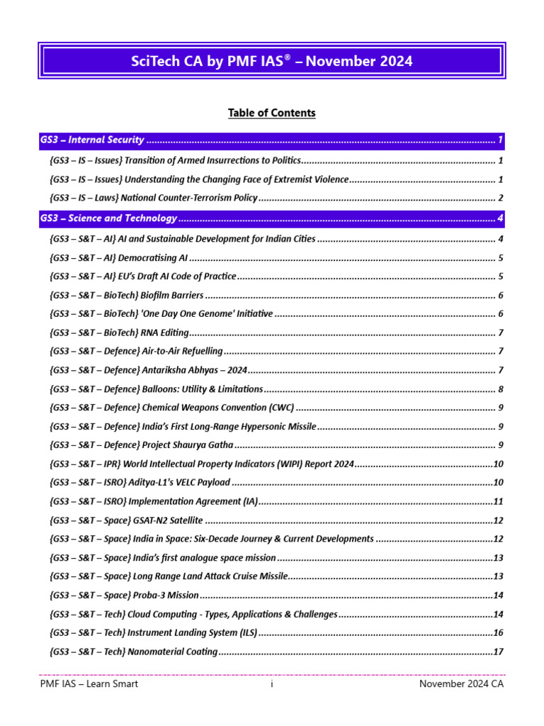 PMFIAS CA Monthly SciTech 2024 11 | PDF | Artificial Intelligence | Intelligence (AI) & Semantics