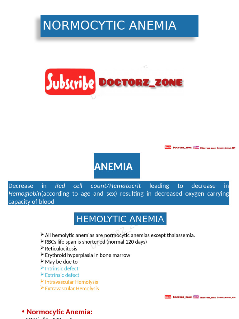 Normocytic Anemia | PDF | Anemia | Blood
