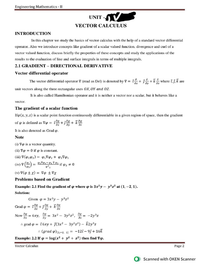 Unit-2 Vector Calculus (1) Hhjoooy | PDF