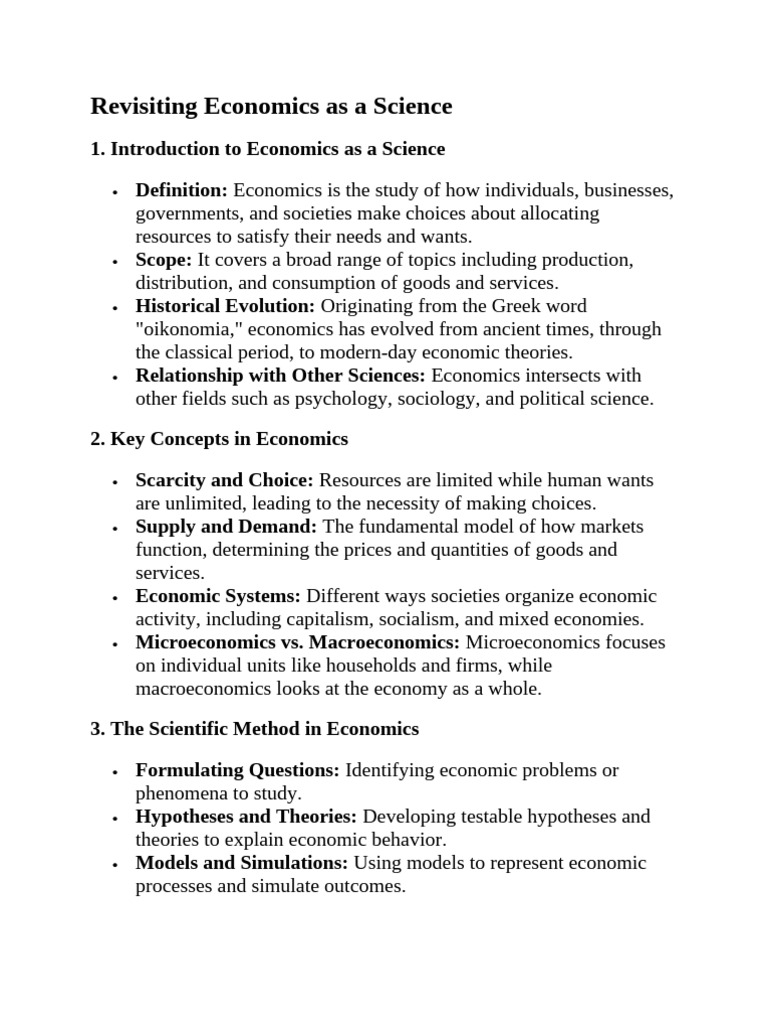 Revisiting-Economics-as-a-Science-NOTES-1 | PDF | Economics | Science