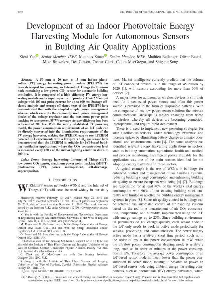 Development of An Indoor Photovoltaic Energy Harvesting Module For ...
