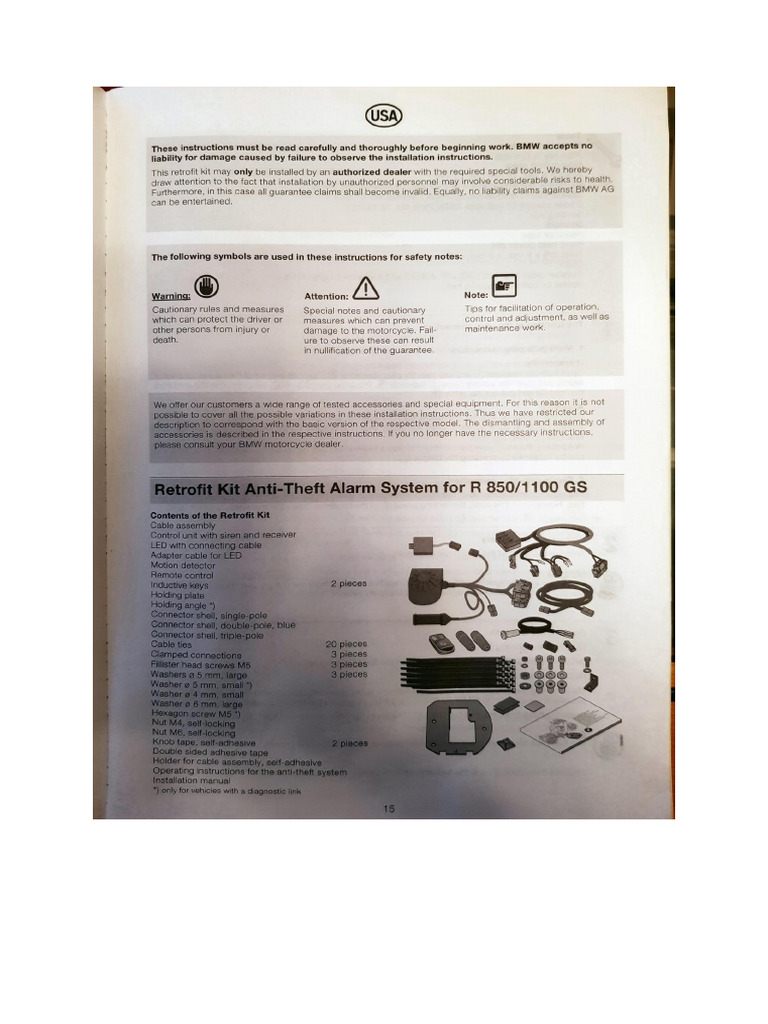 BMW Motorcycle Alarm | PDF