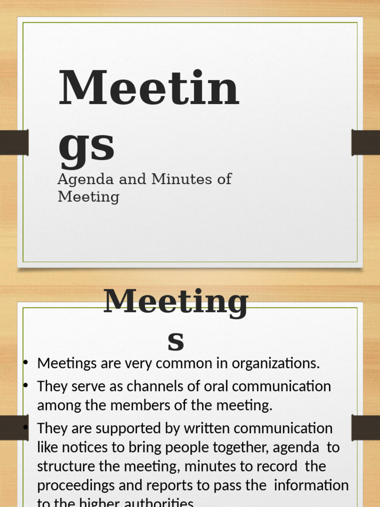 Meetings: Agenda and Minutes Guide | PDF | Information | Agenda (Meeting)