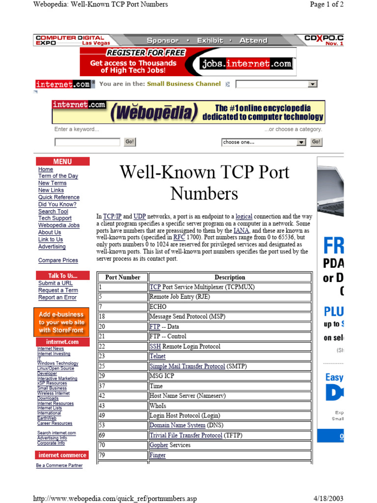 Port Numbers | PDF | Port (Computer Networking) | File Transfer Protocol