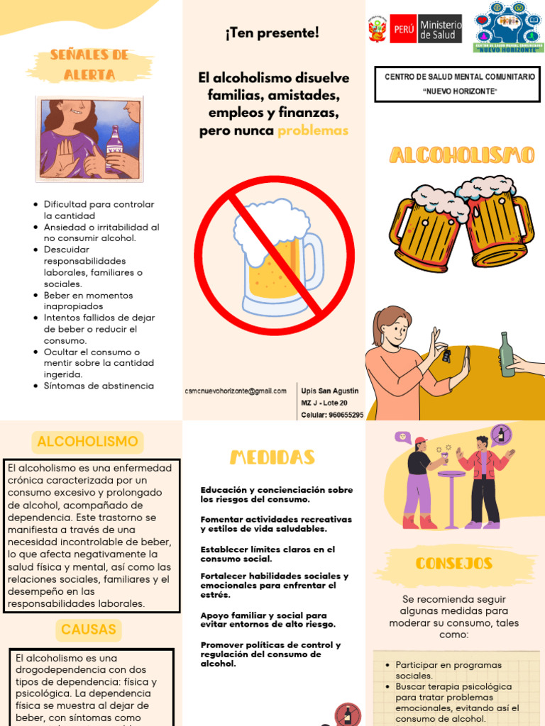 Triptico Alcoholismo | PDF | Alcoholismo | La dependencia de sustancias