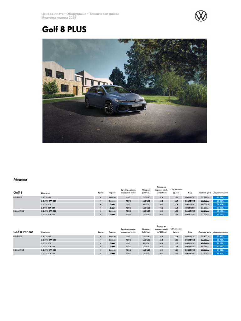 Golf 8 Plus Price List 13122024 | PDF