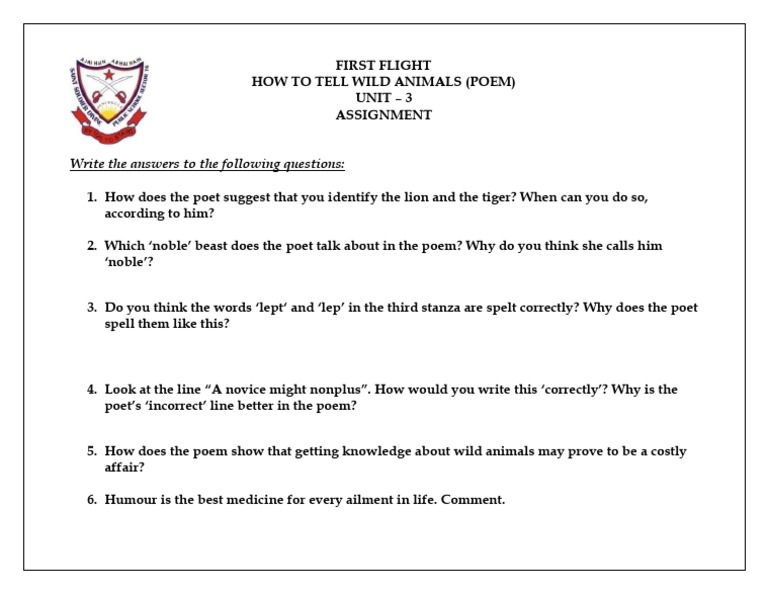 Resource 20240809070142 How To Tell Wild Animals - Assignment | PDF