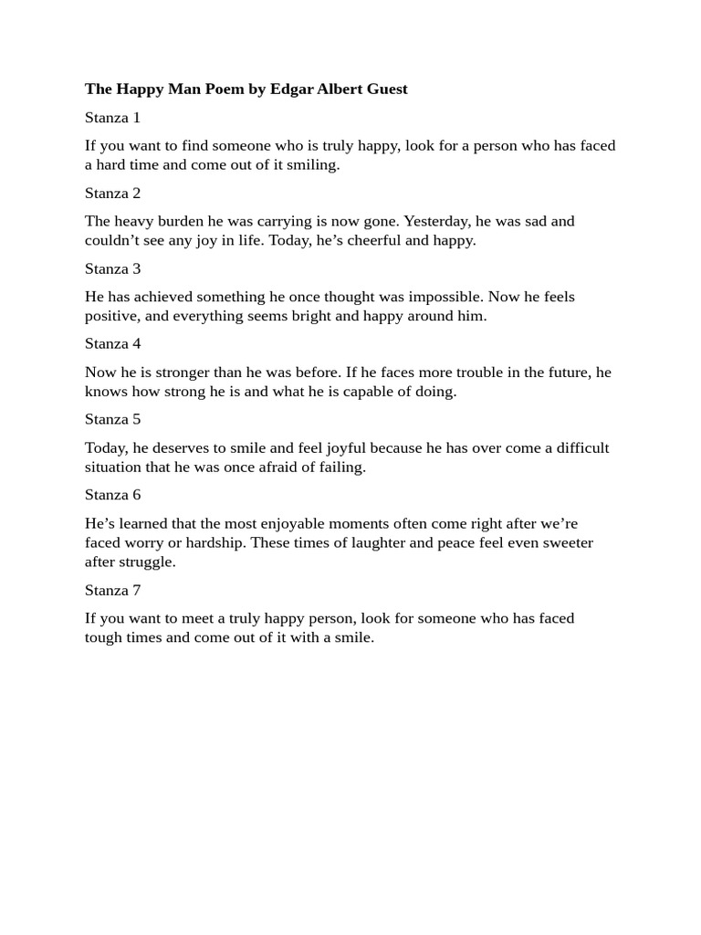 The Happy Man Poem by Edgar Albert Guest | PDF