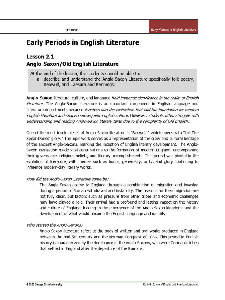 Caesura in Beowulf: Significance & Examples | PDF | Beowulf | Round Table