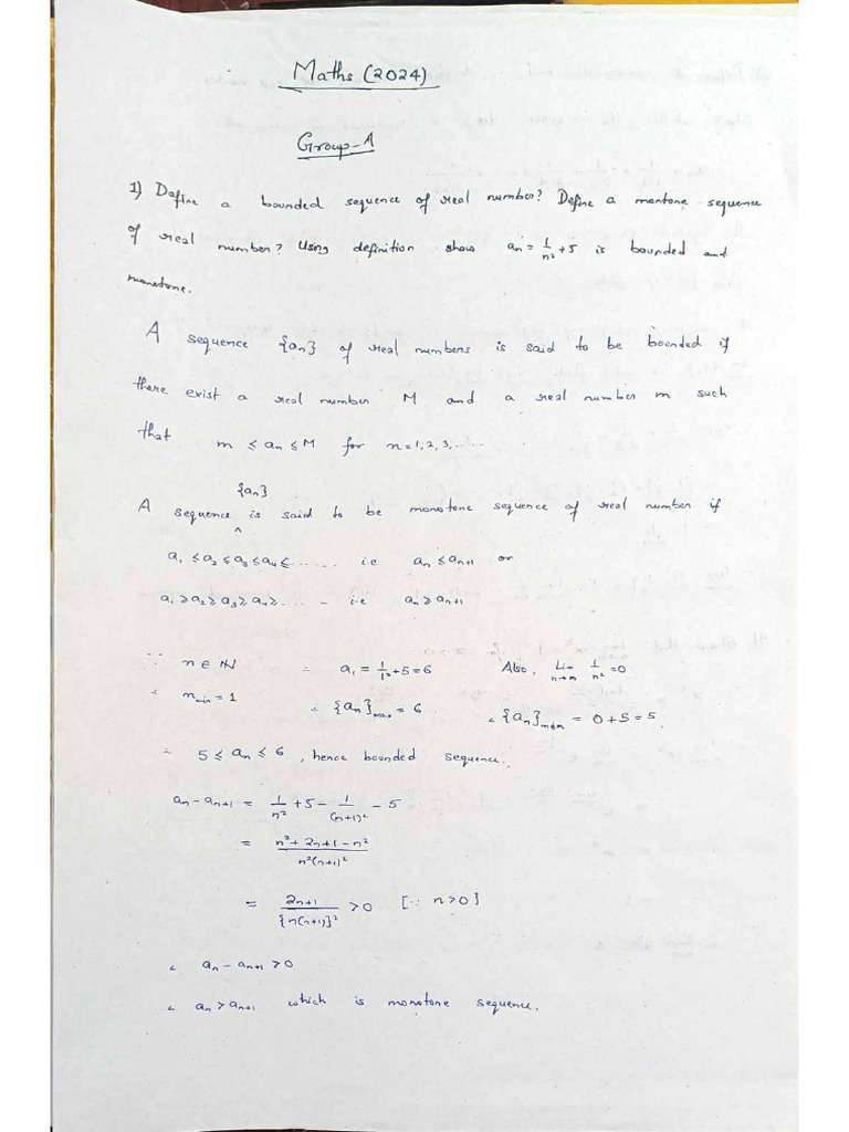 Maths PYQ 2024 Solutions | PDF