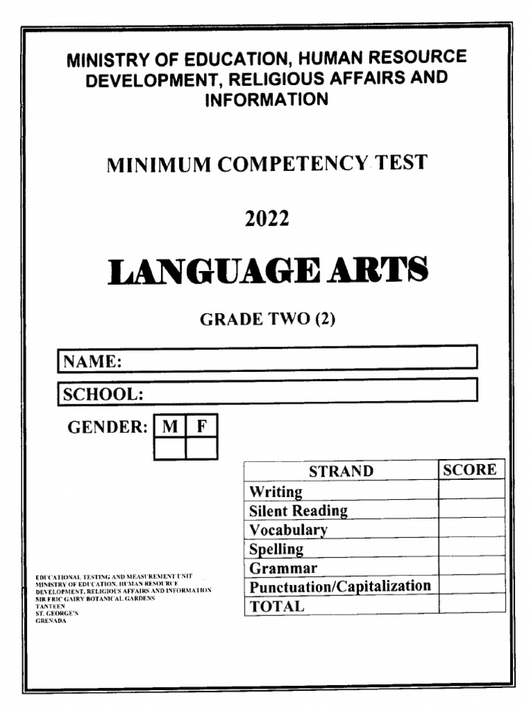 MCT GRADE 2 LANGUAGE Exam 2022 | PDF