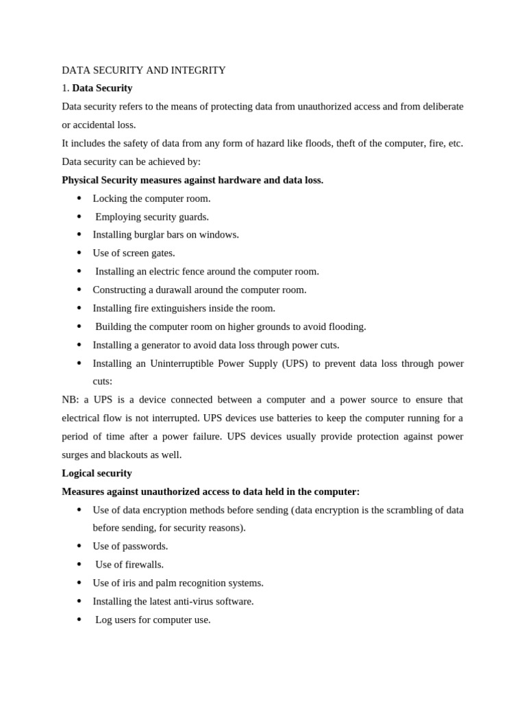 Data Security and Integrity | PDF | Security | Computer Security