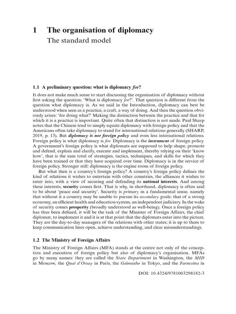 Diplomacy in Practice A Critical Approach - (1 The Organisation of ...