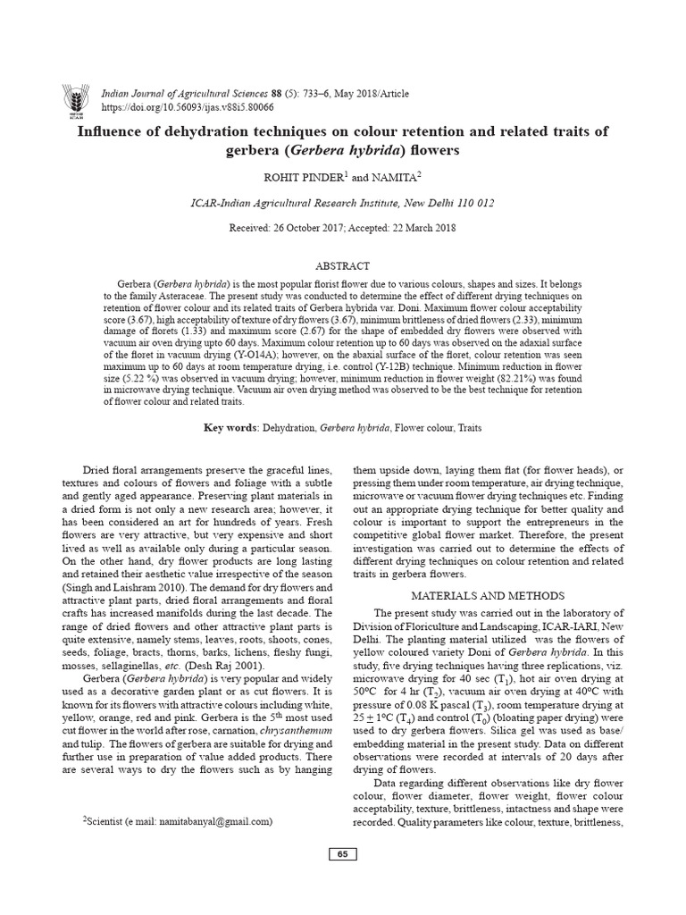 Dehydration Techniques Colour Retention 1 | PDF | Flowers | Floristry