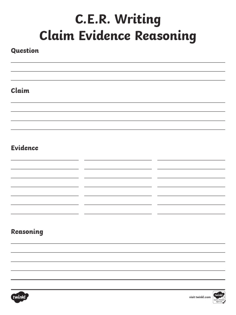 Us2 e 169 Claim Evidence Reasoning Writing Activity Sheet Ver 1 | PDF