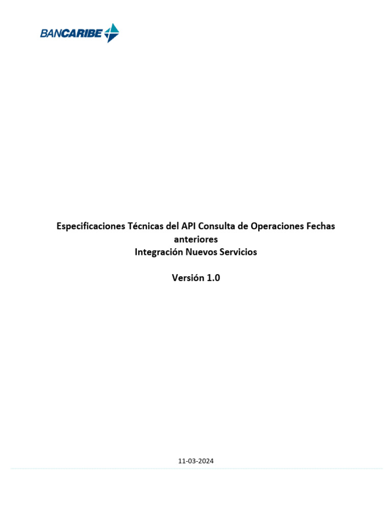 Especificaciones API Consulta Operaciones - Version 1.0 Mar-24 | PDF ...