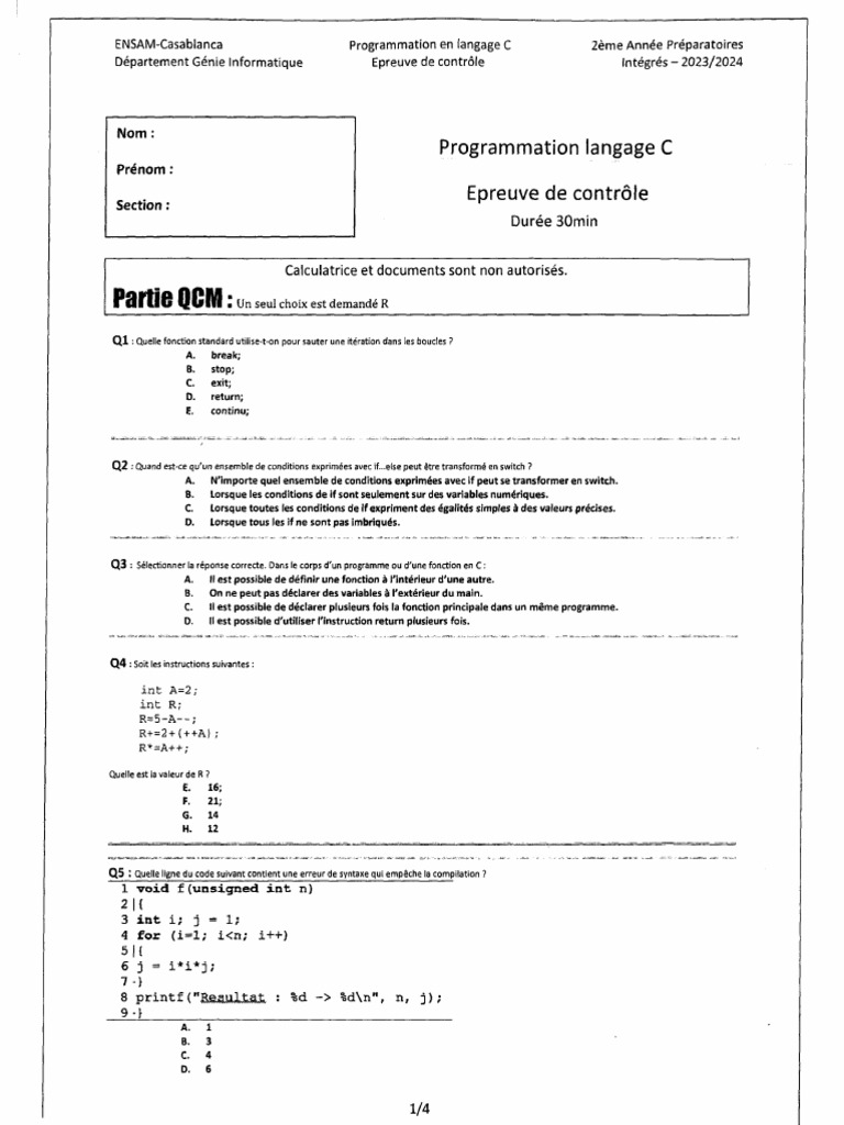 CC Programmation C 2024 | PDF