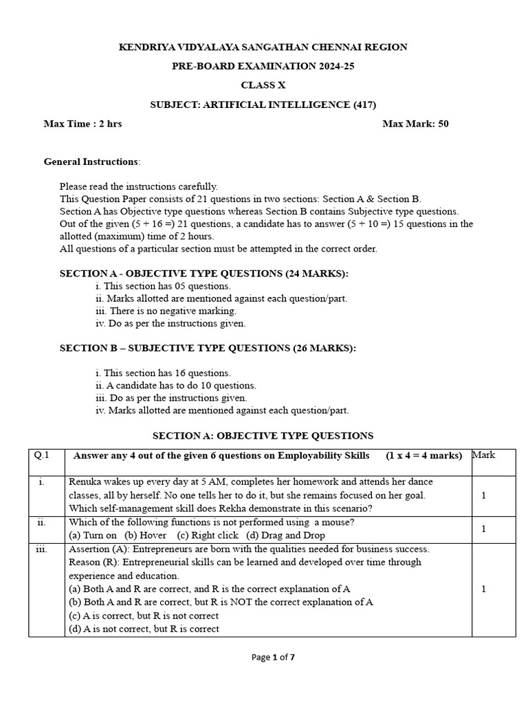 10 AI QP 27112024 | PDF | Artificial Intelligence | Intelligence (AI) & Semantics
