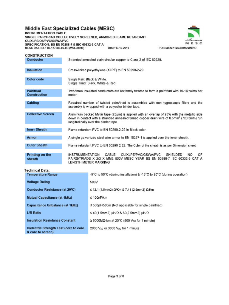 Cable Catalogue - Datasheet | PDF | Wire | Insulator (Electricity)