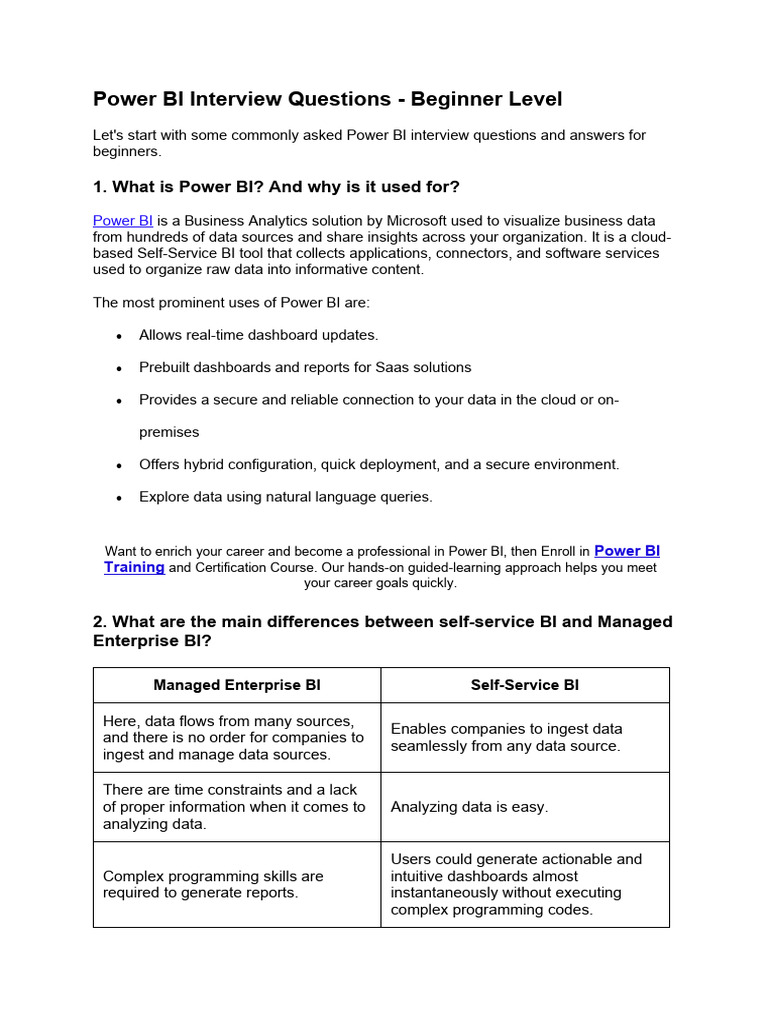 powerBI Interviewquestions | PDF | Microsoft Excel | Business Intelligence