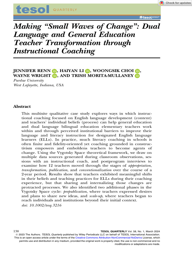 Teacher Transformation via Instructional Coaching | PDF | Teachers ...