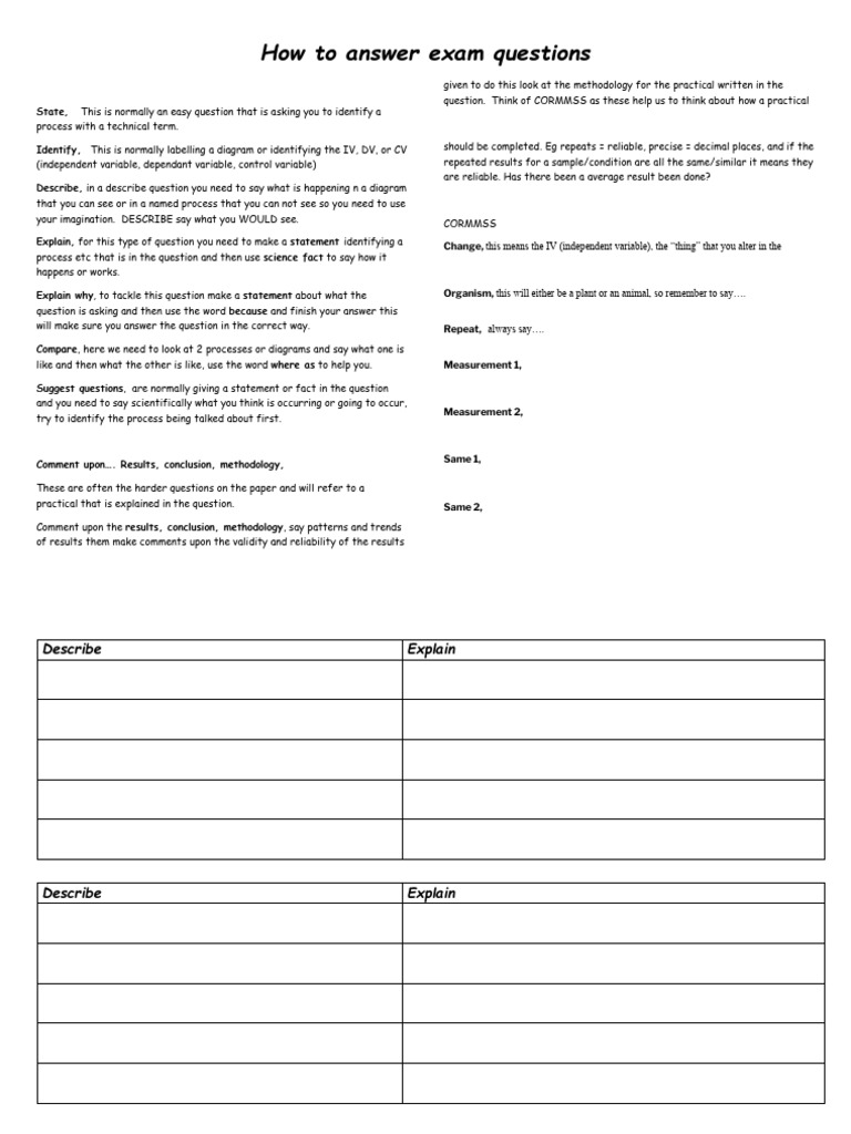 10 How To Answer Exam Questions and Rev Posters With Exam Questions or ...