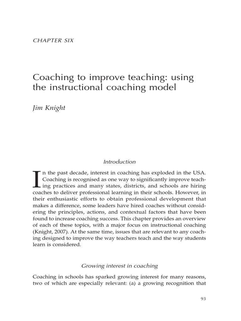 Coaching To Improve Teaching | PDF | Teachers | Learning