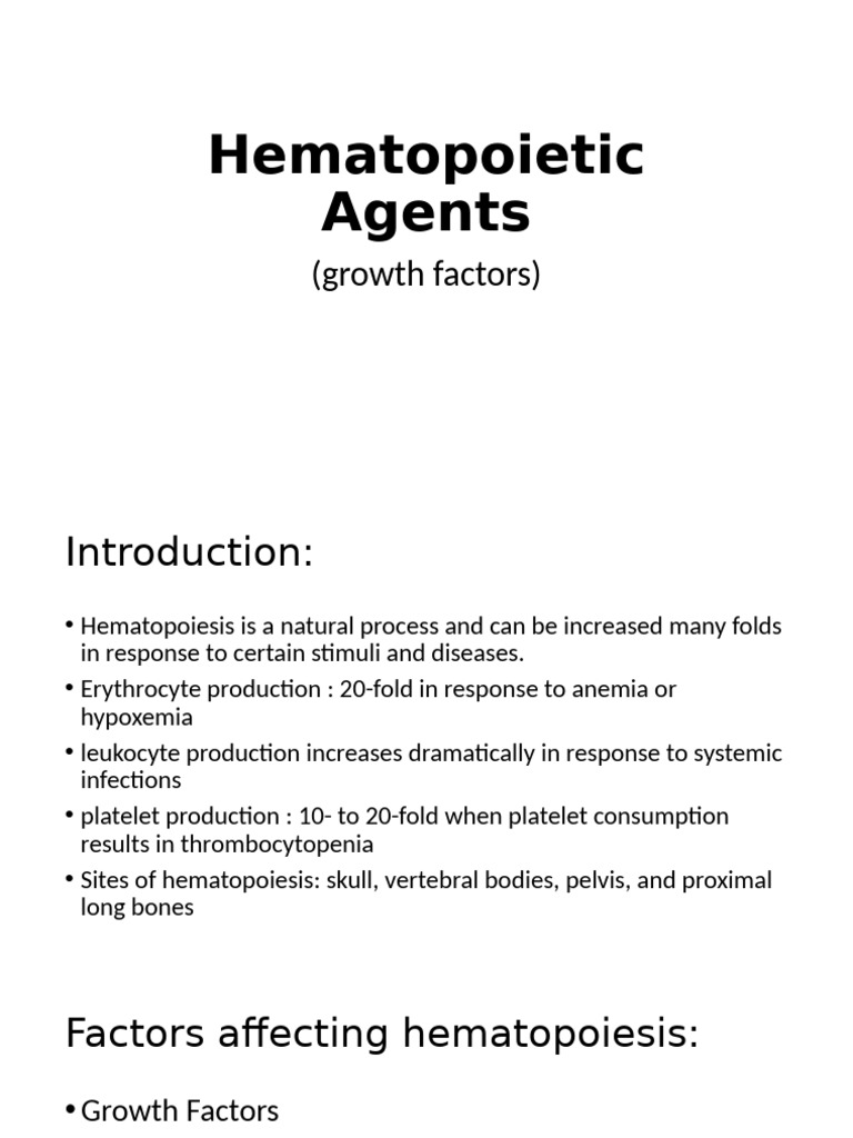 Hematopoieticagents 1 180320062100 | PDF | Haematopoiesis | Hematopoietic Stem Cell Transplantation