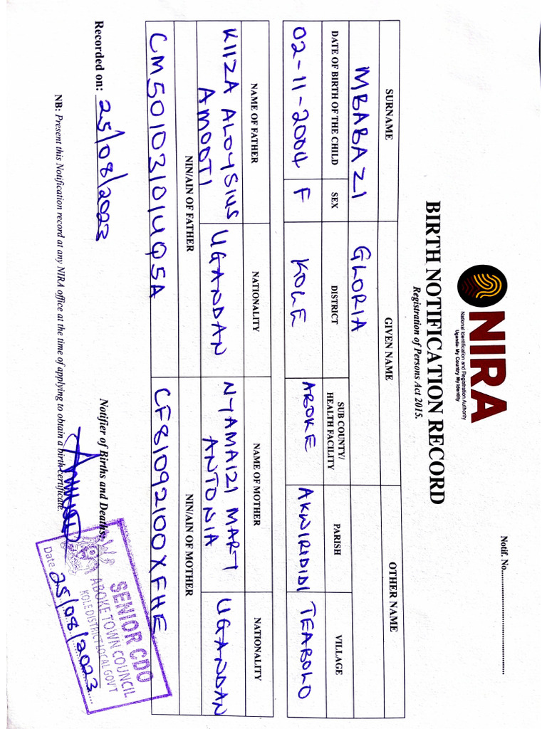 Birth Notification | PDF