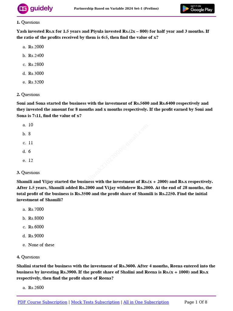 Partnership Problems and Solutions | PDF