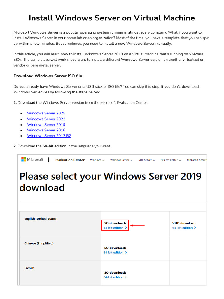 Install Windows Server On Virtual Machine | PDF | Microsoft Windows | Virtual Machine