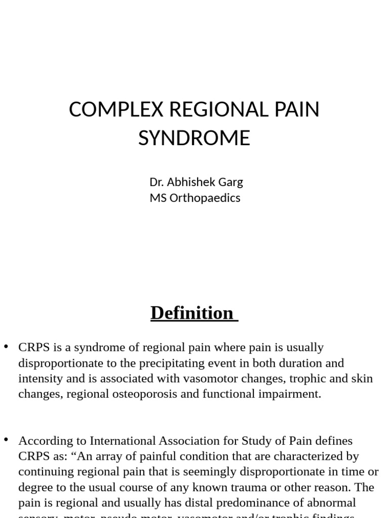 Understanding Complex Regional Pain Syndrome | PDF | Pain | Nervous System