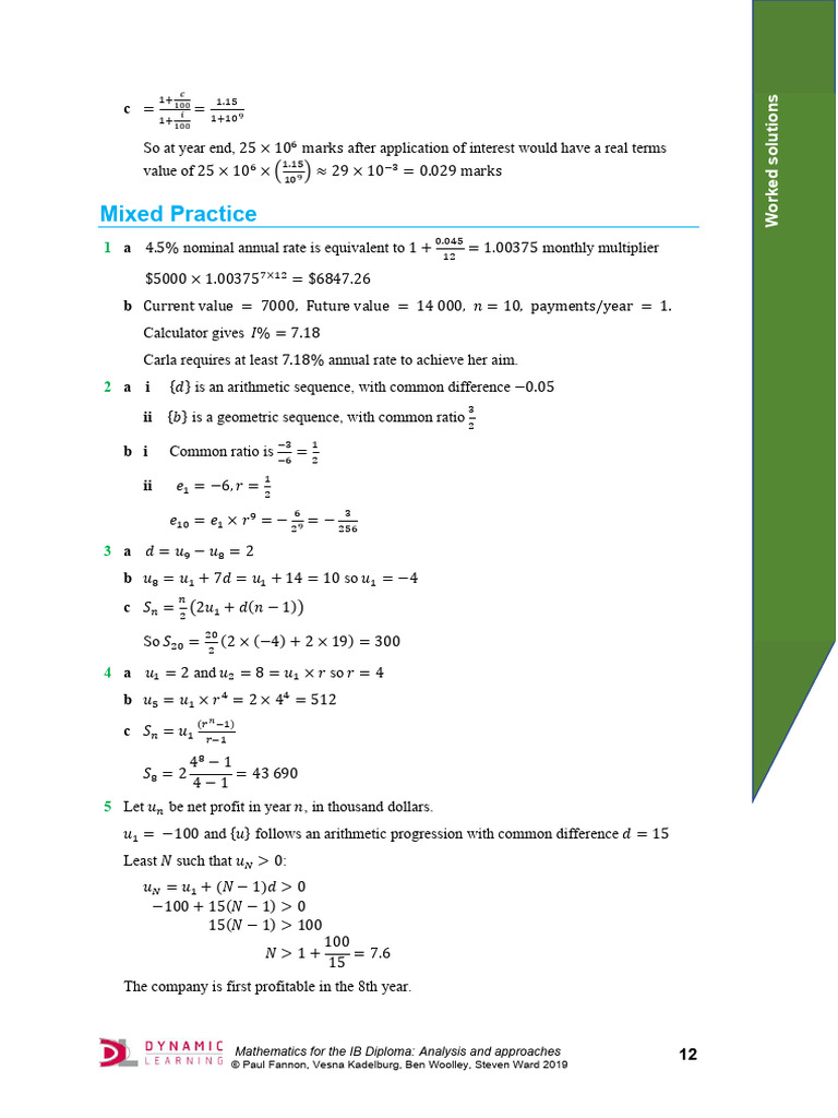 Hodder Mixed Practice Sequences Solutions | PDF