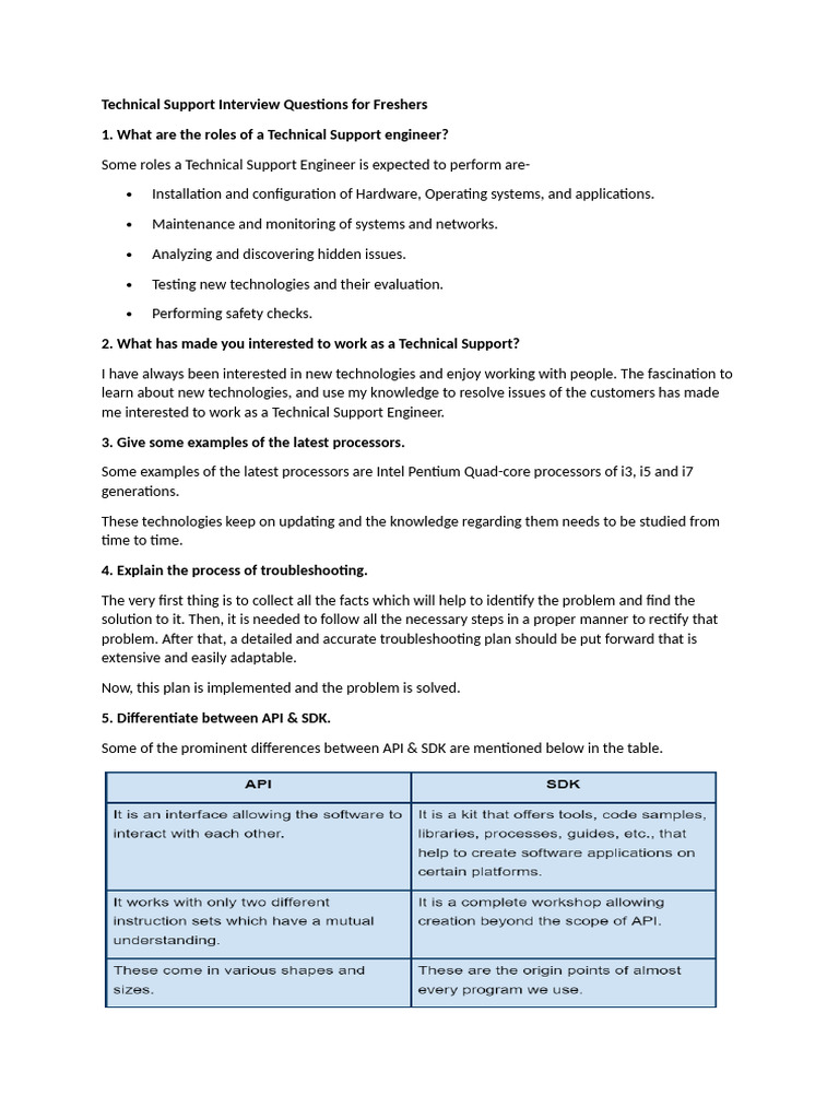 Technical Support Interview Questions For Freshers | PDF | Bios | Booting
