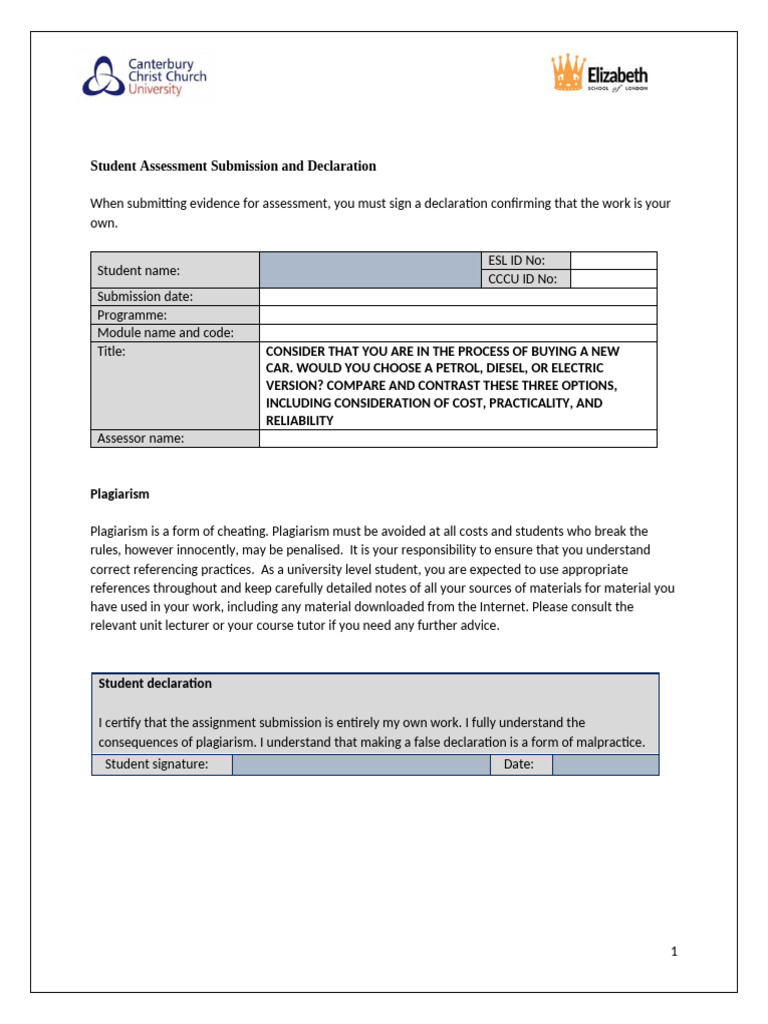 Individual Project A2 | PDF | Electric Vehicle | Car