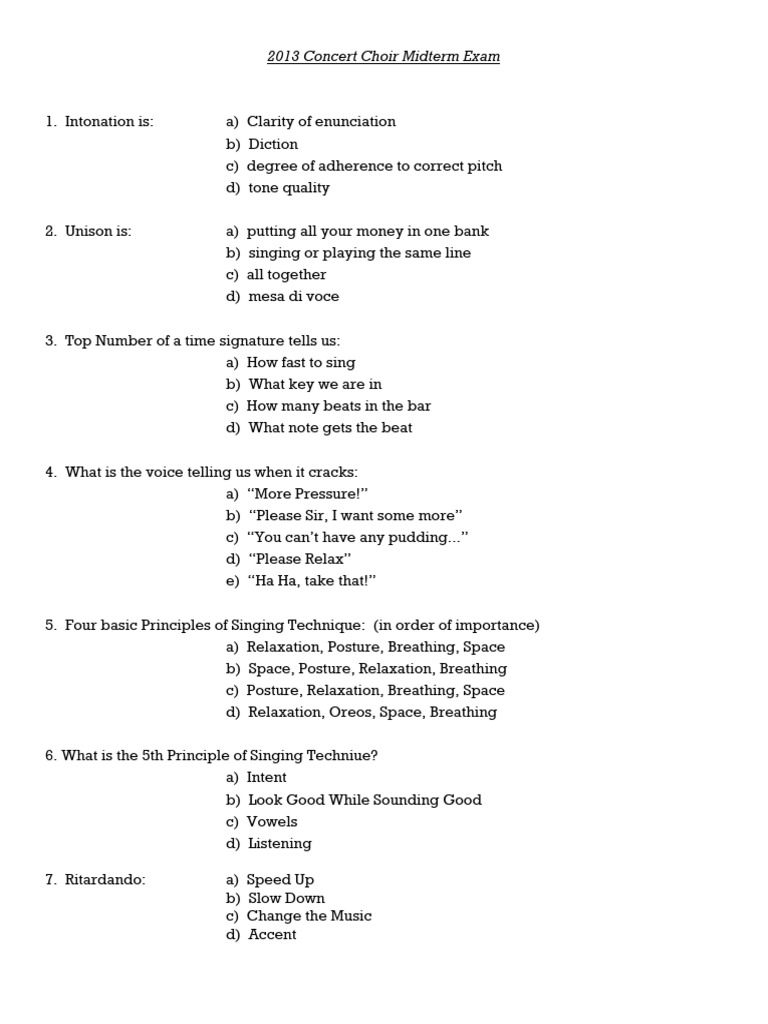 Choir Mid-Term | PDF | Singing | Music Theory